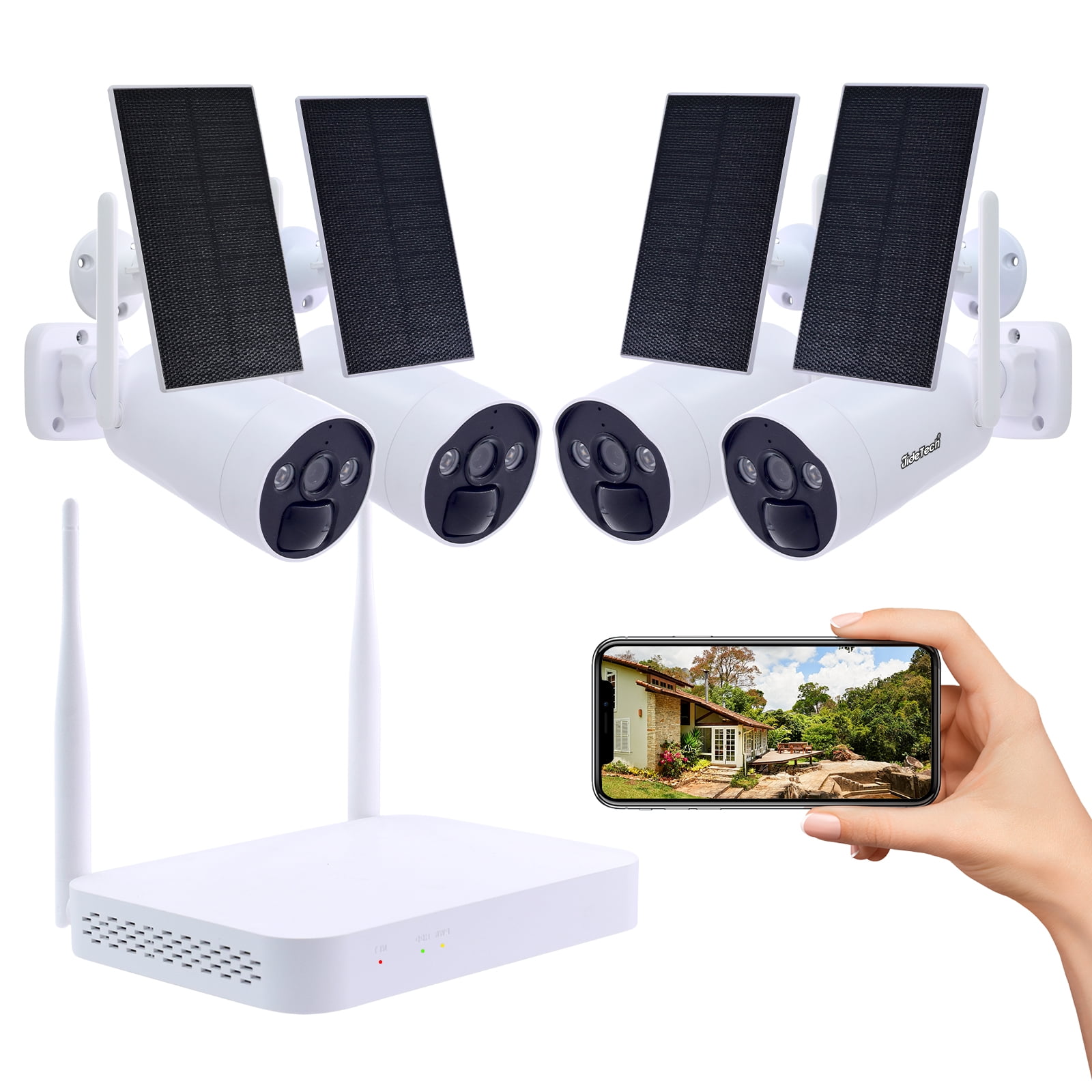 JideTech Wireless Security Camera System, Solar Powered WiFi Outdoor ...