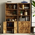 IRONCK Tall Wooden Cabinet Industrial Bookshelf - 5-Tier Library ...