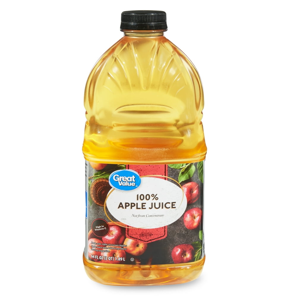 Great Value Not From Concentrate 100% Apple Juice, 64 Fl Oz - Walmart ...