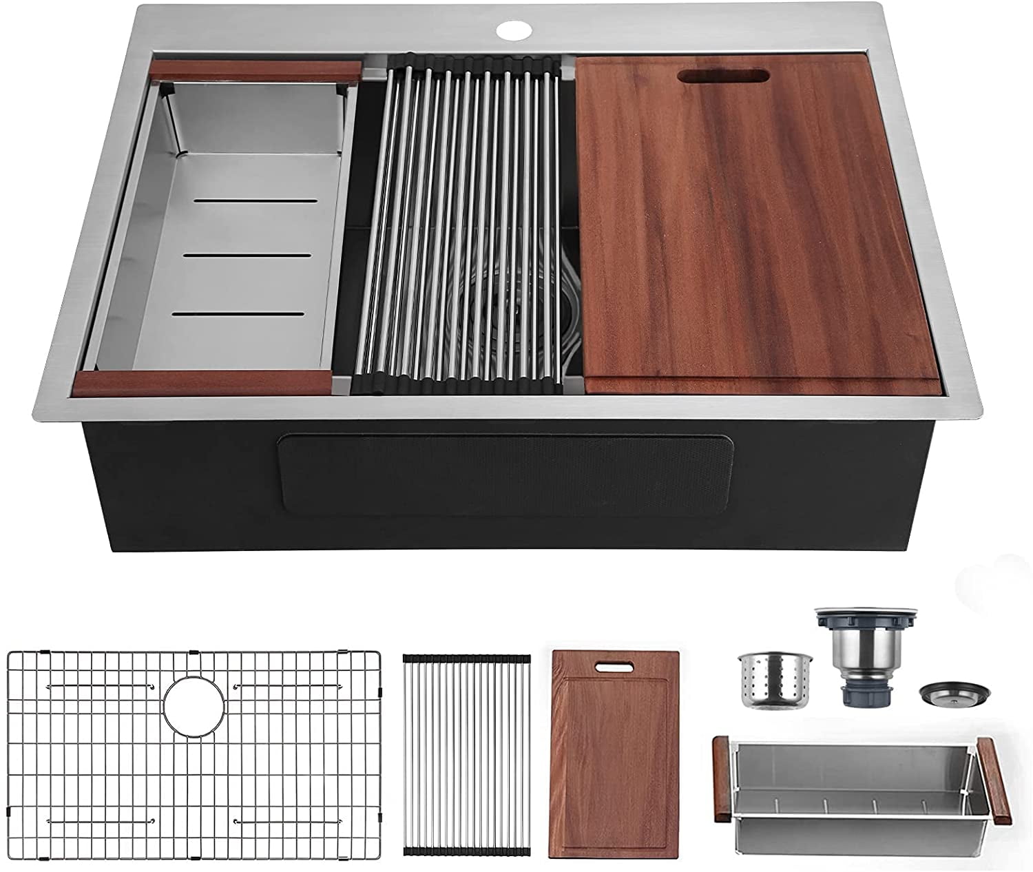 33 inch Topmount Drop in Workstation Ledge Kitchen Sink Single Bowl ...