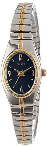 Pulsar - Ladies Watch - Stainless & Gold-Tone - Blue Face - Stretch ...