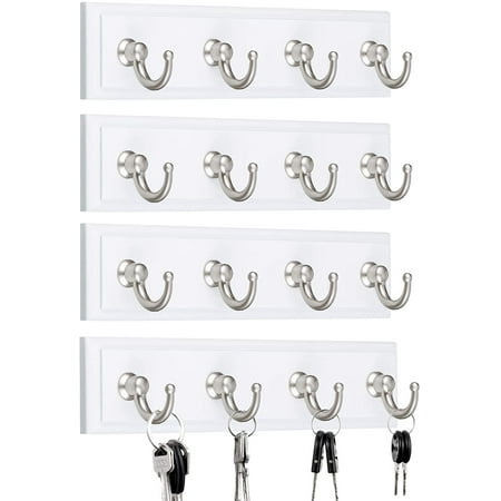 4 Pieces Key Rail 4-Hook Key Organizer Hook Rail Self-Adhesive Key Rack ...