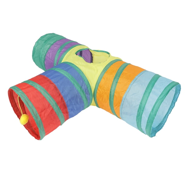 3 Way Cat Tunnel Collapsible Cat Tube Toy with Hanging Plush Ball for ...