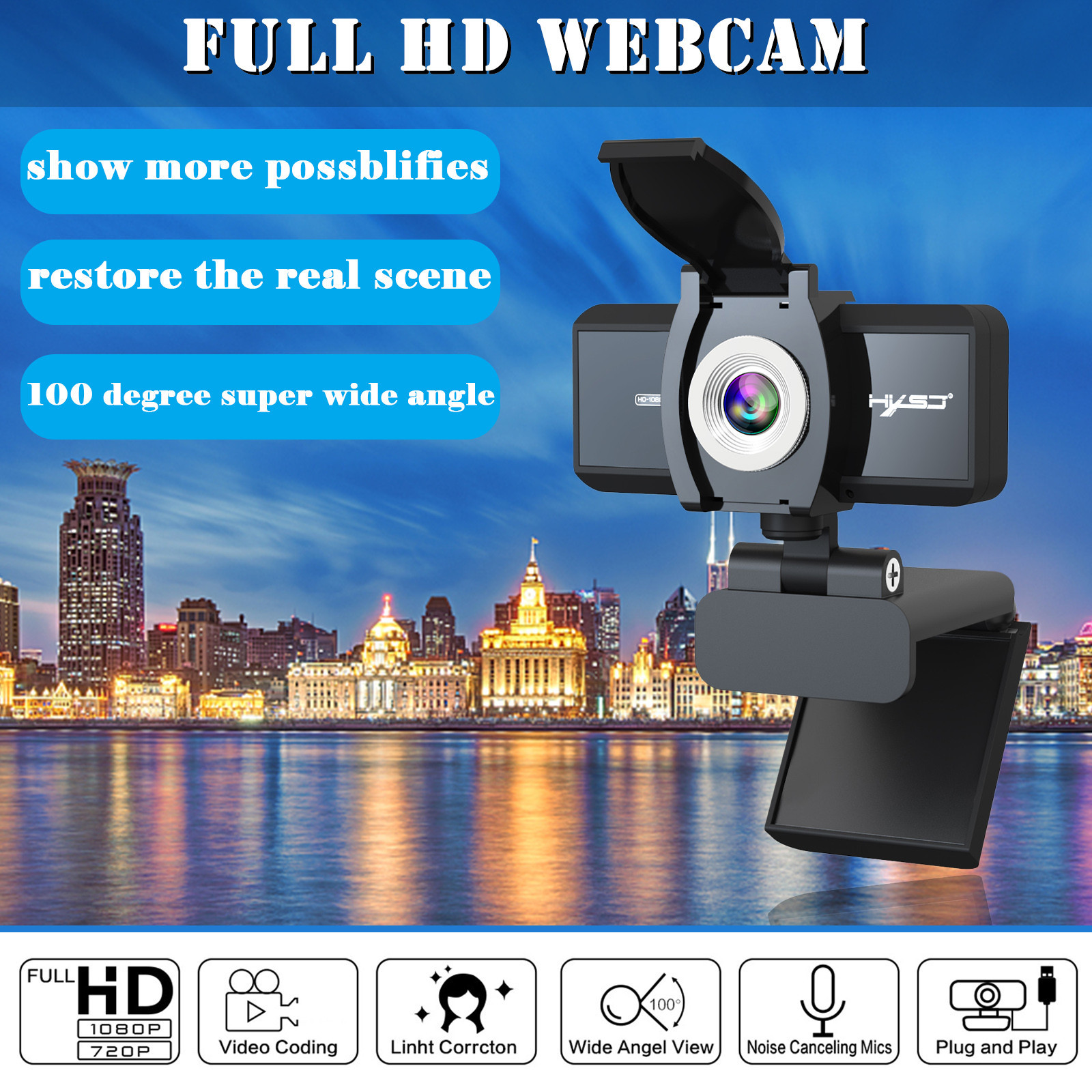 Aoujea Cameras for Home Full HD Computer Camera USB 1080P HD Network ...