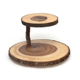 Lipper International Acacia 2 Tier Rustic Wooden Tree Bark Server ...
