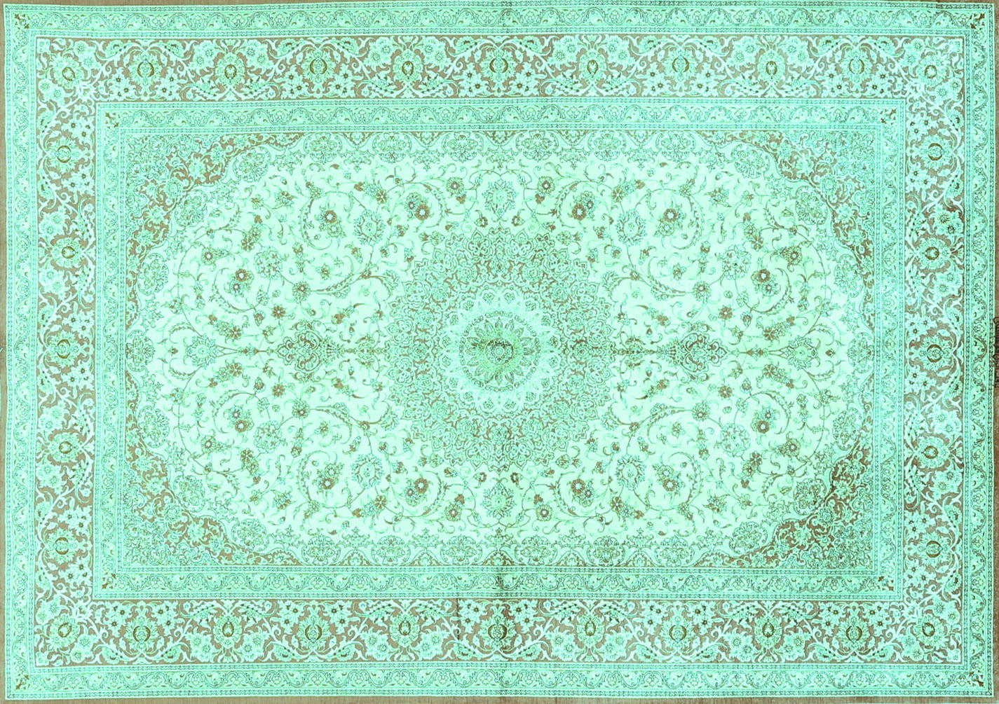 Ahgly Company Machine Washable Indoor Rectangle Medallion Turquoise ...