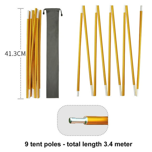 10.5Ft-13.5Ft Aluminum Alloy Tent Pole Replacement Pole Tent Repair ...