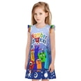 Number Cartoon Show Block Flutter Sleeve Soft Fabric Casual Dress ...