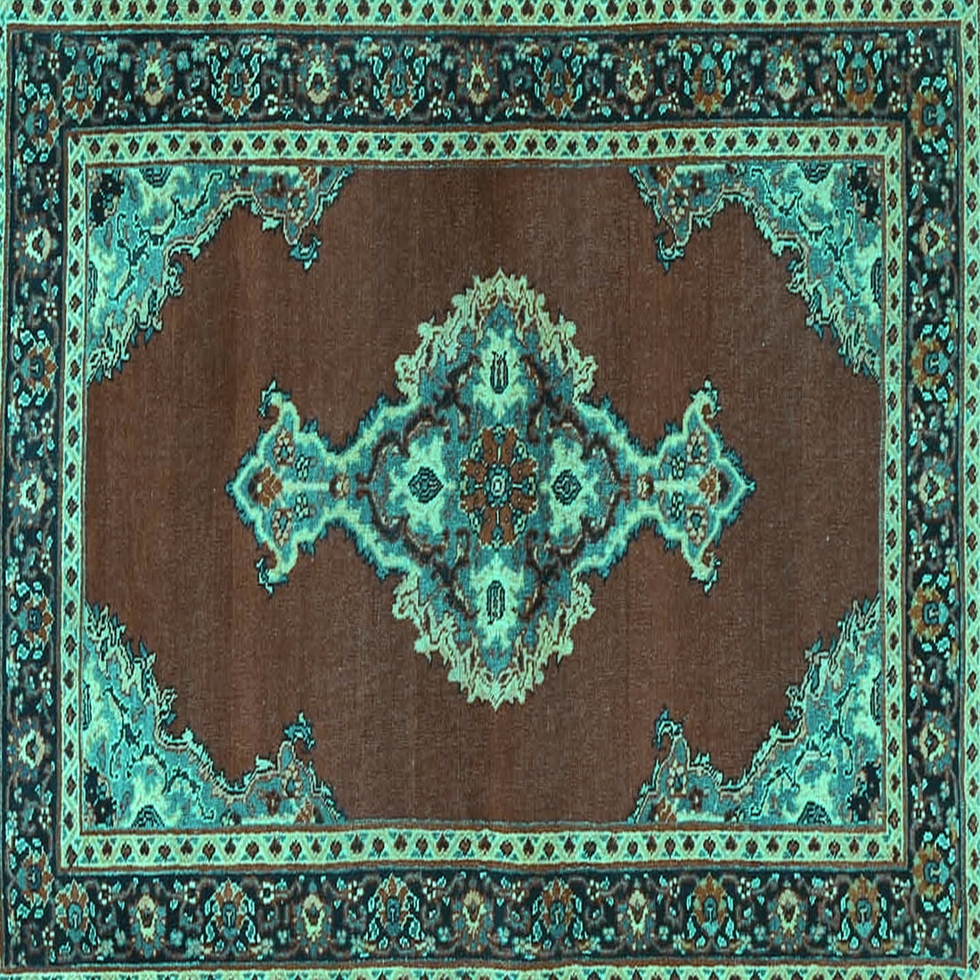 Ahgly Company Indoor Square Persian Turquoise Blue Traditional Area ...