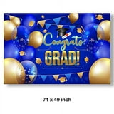 Graduation Party Decor Backdrop Blue and Gold,Grad Congrats ...