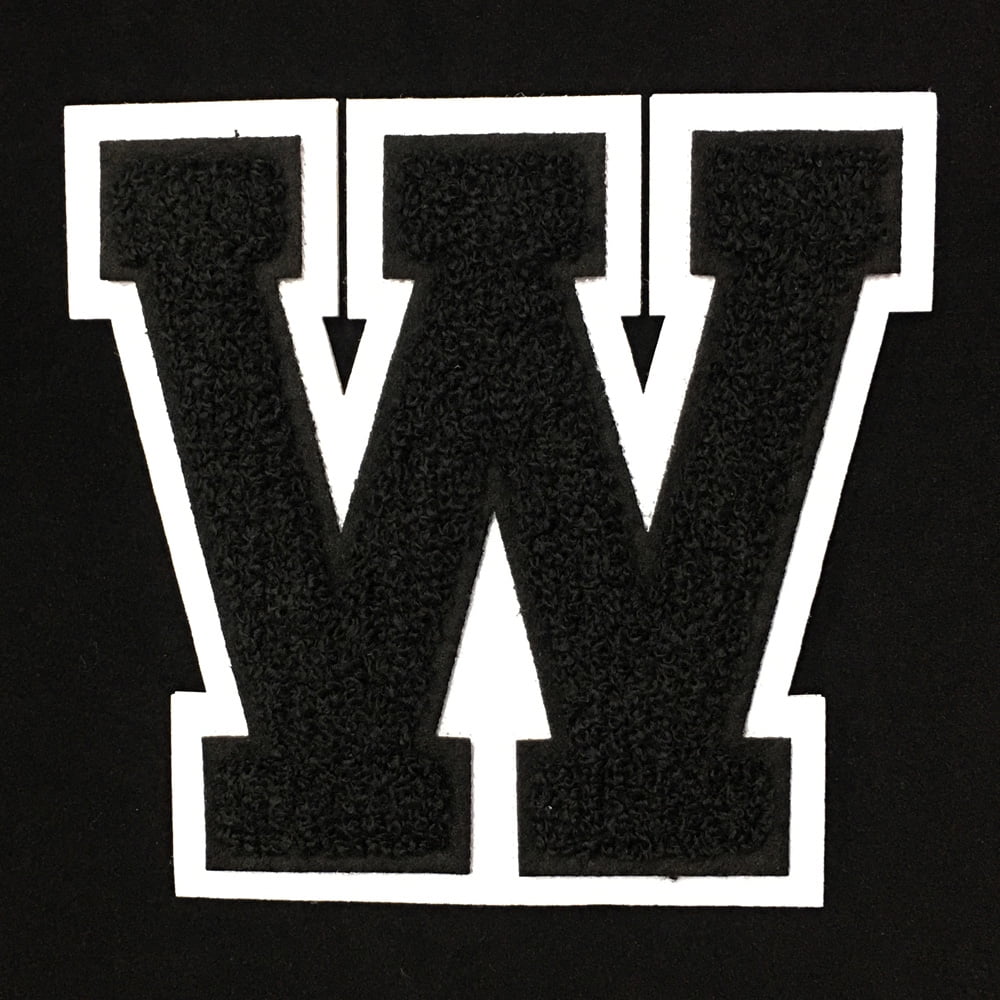 Chenille Stitch Varsity Iron-On Patch by pc, 4-1/2", Black/White, TR ...