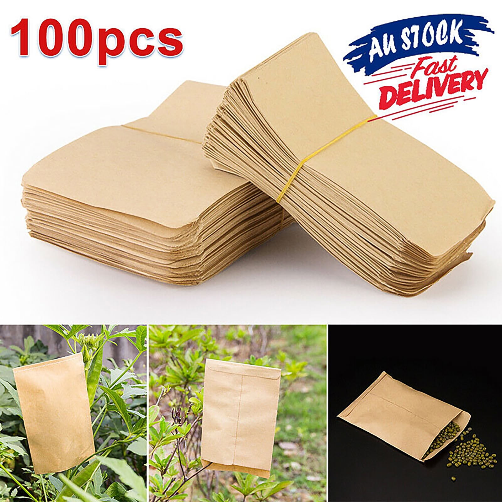 TureClos 100pcs Kraft Paper Seed Bag Eco-Friendly Seed Protective ...