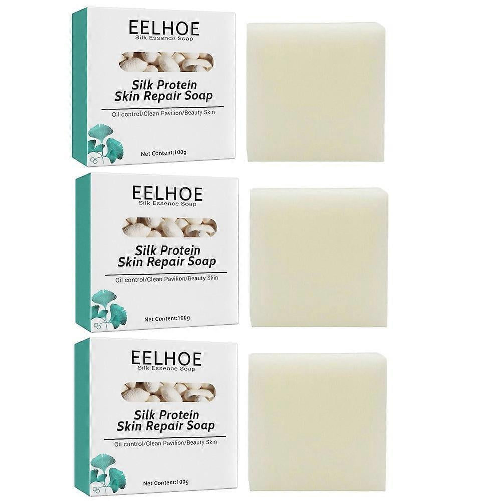3pcs Goat Milk Soap Natural Organic Silk Protein Soap Mites Acne Remove ...