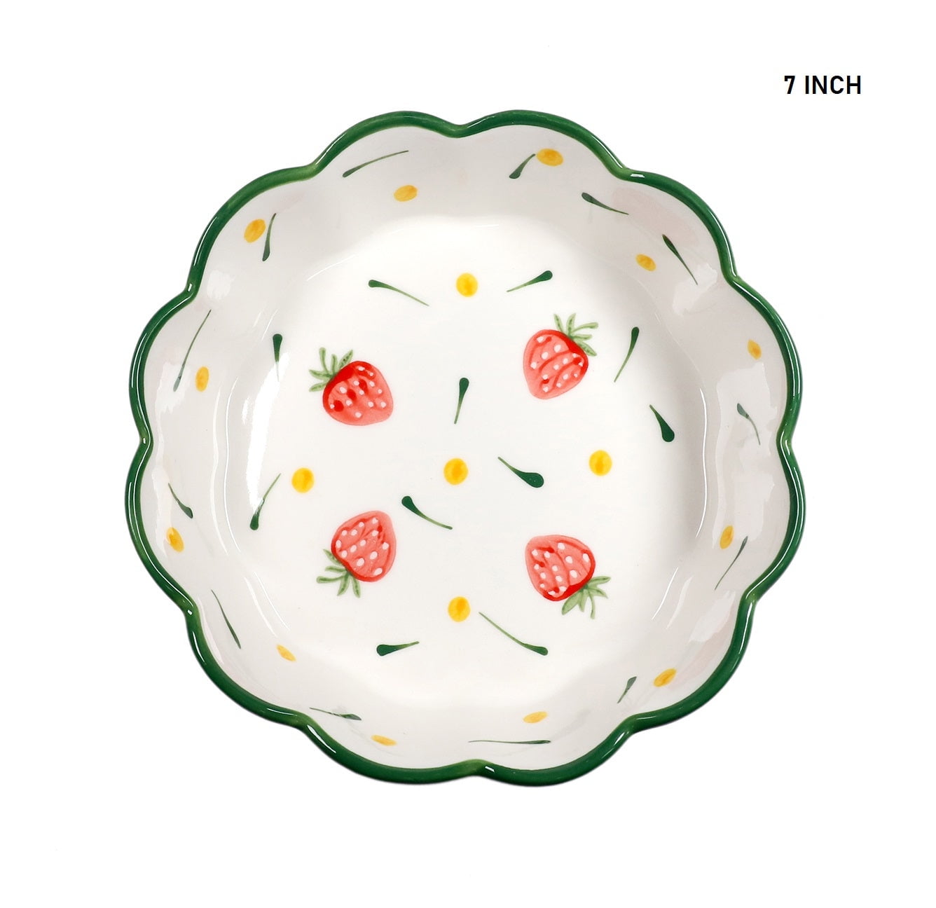7 Inch Hand Painted Flower Pattern Ceramic Bowl Wavy Edge - Walmart.com
