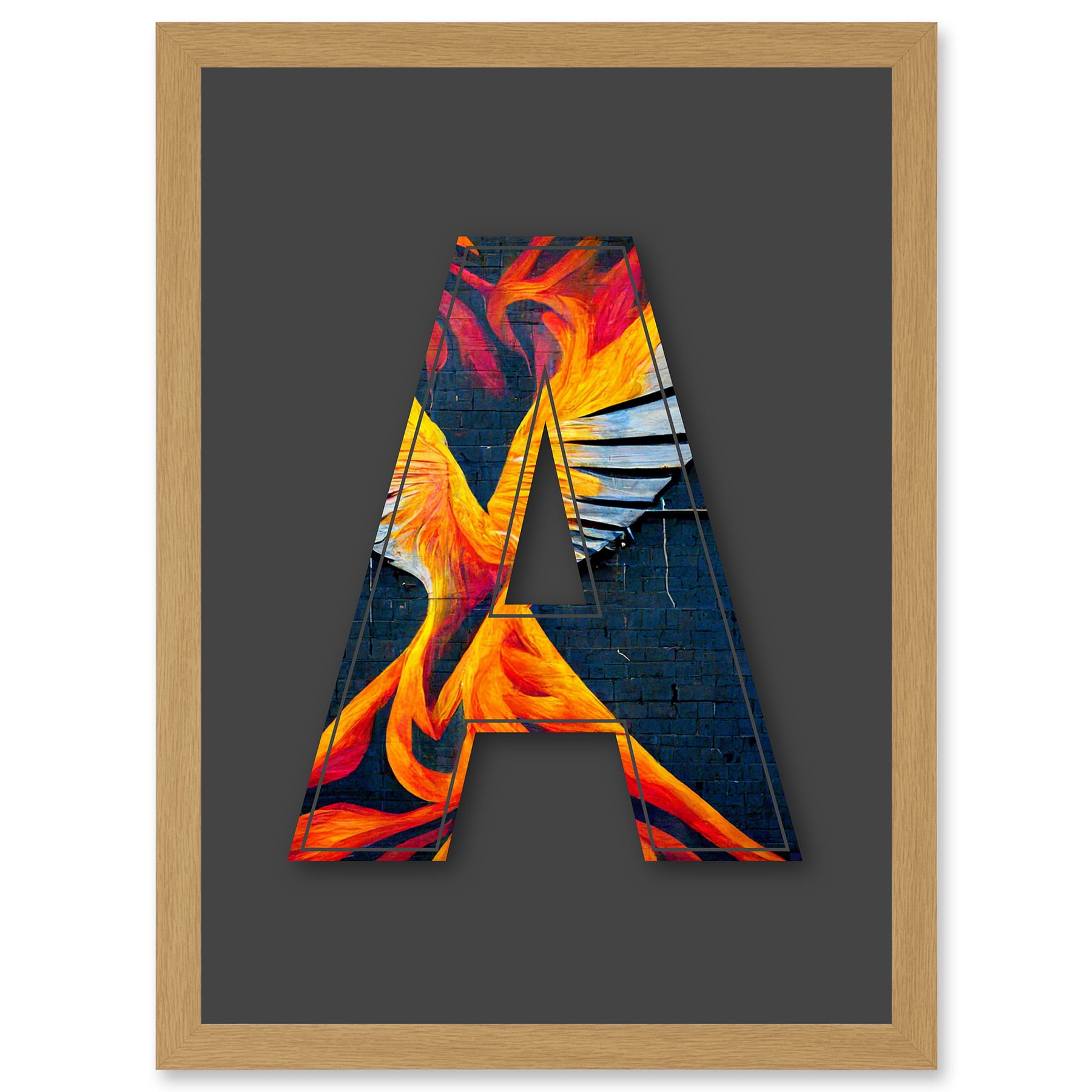 Letter A Phoenix Rising Orange Decorative Graffiti Mural Alphabet ...