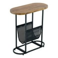 Oval End Table Wooden Tabletop Side Table with Magazine Holder, 2-tiers ...