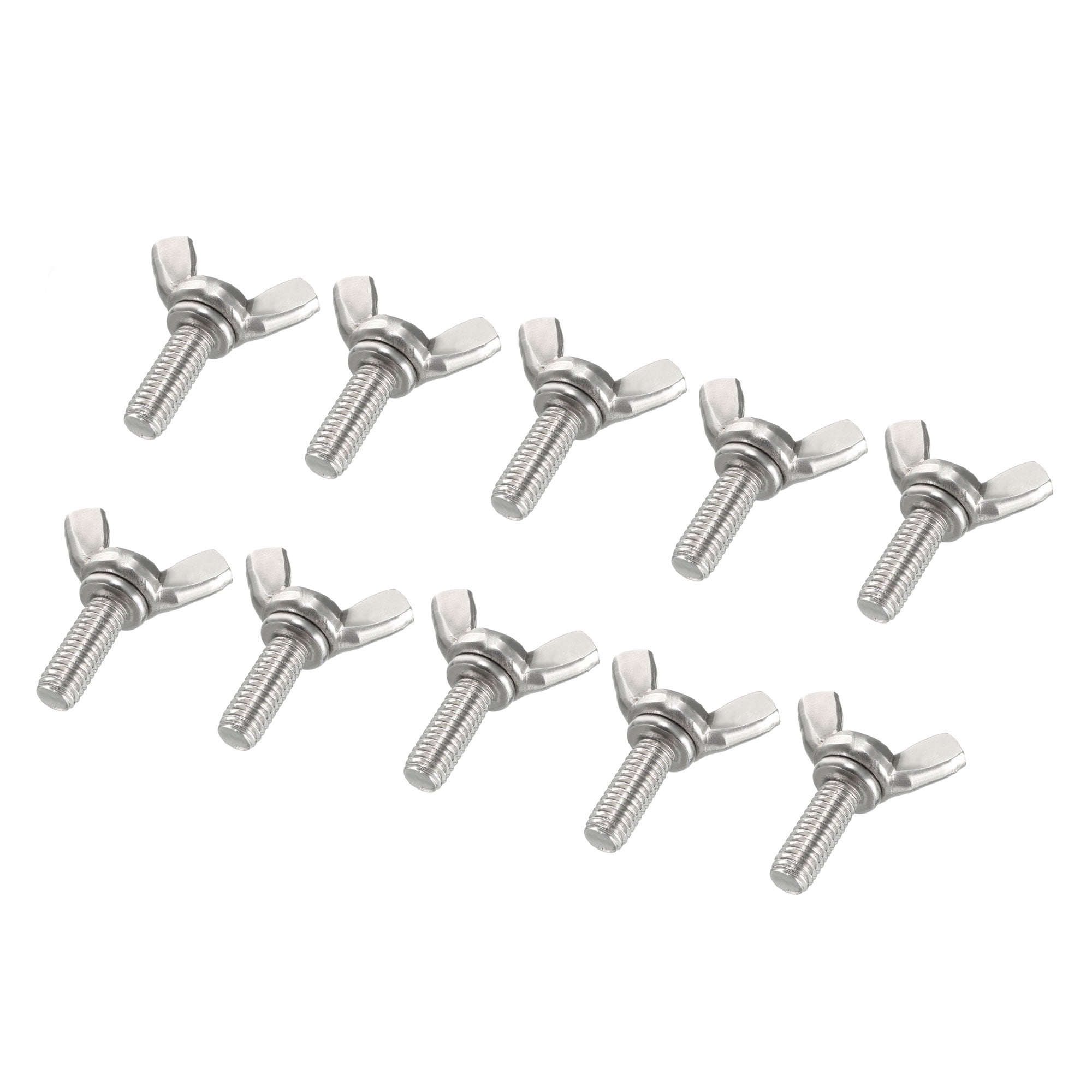 M6x16mm Wing Butterfly Screw 1mm Pitch Carbon Steel Silver Tone 10pcs ...