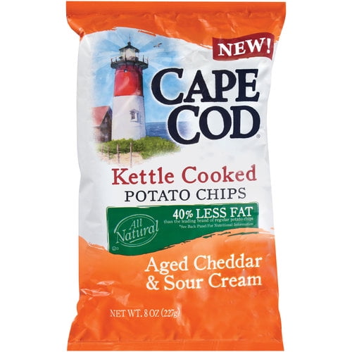 Cape Cod 40% Less Fat Kettle Cooked Aged Cheddar & Sour Cream Potato ...