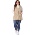 Unique Bargains Women's Plus Size Vests Long Sleeveless Casual Lapel ...
