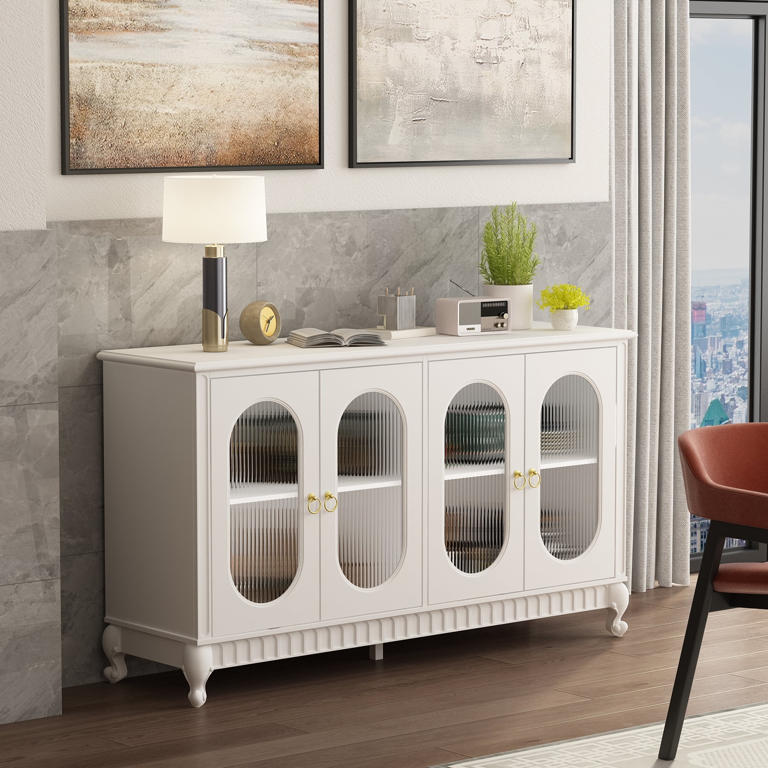 Hitow Kitchen Buffet Server Table, Accent Sideboard Cupboard Console ...