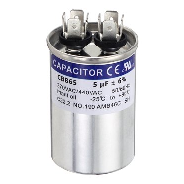 Dayton Round Motor Run Capacitor,10 Microfarad Rating,370VAC Voltage ...