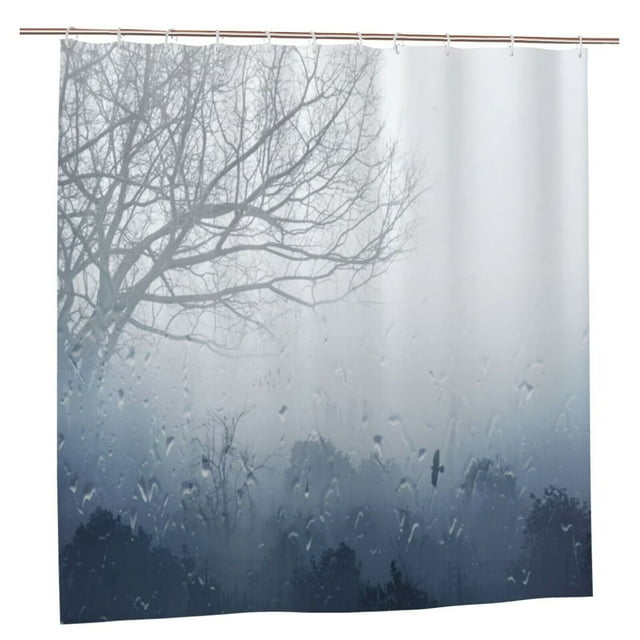 Landscape Shower Curtain Raindrops Mystic Foggy Scenery Dramatic Water ...