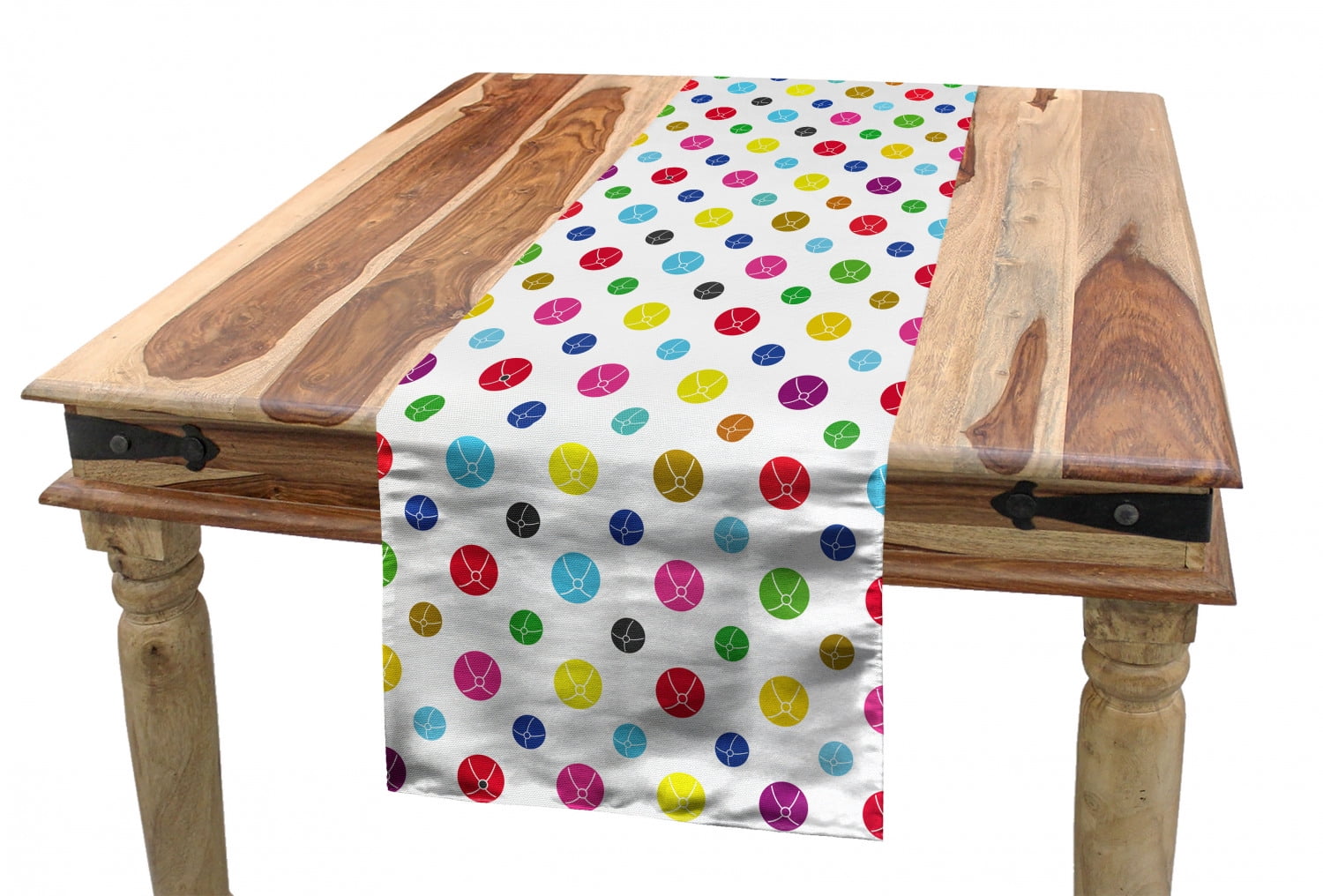 Colorful Table Runner, Repeating Small and Bigger Balls on a Plain ...