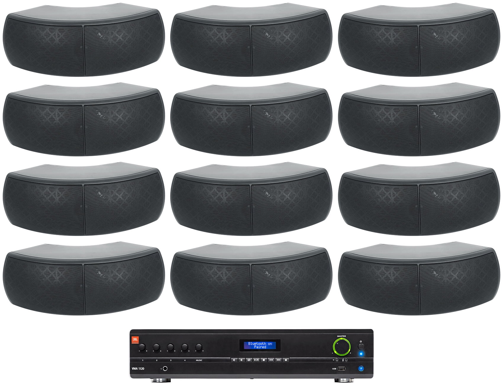 JBL VMA1120 Commercial 70v Amplifier+(12) Black Dual 4" Speakers For ...