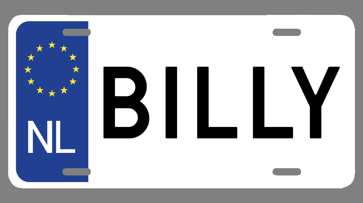 Billy Name Euro Style License Plate Tag Vanity Novelty Metal | UV ...