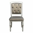Glamorous 4pc Set Wooden Side Chairs Silver Finish Crystal Button ...