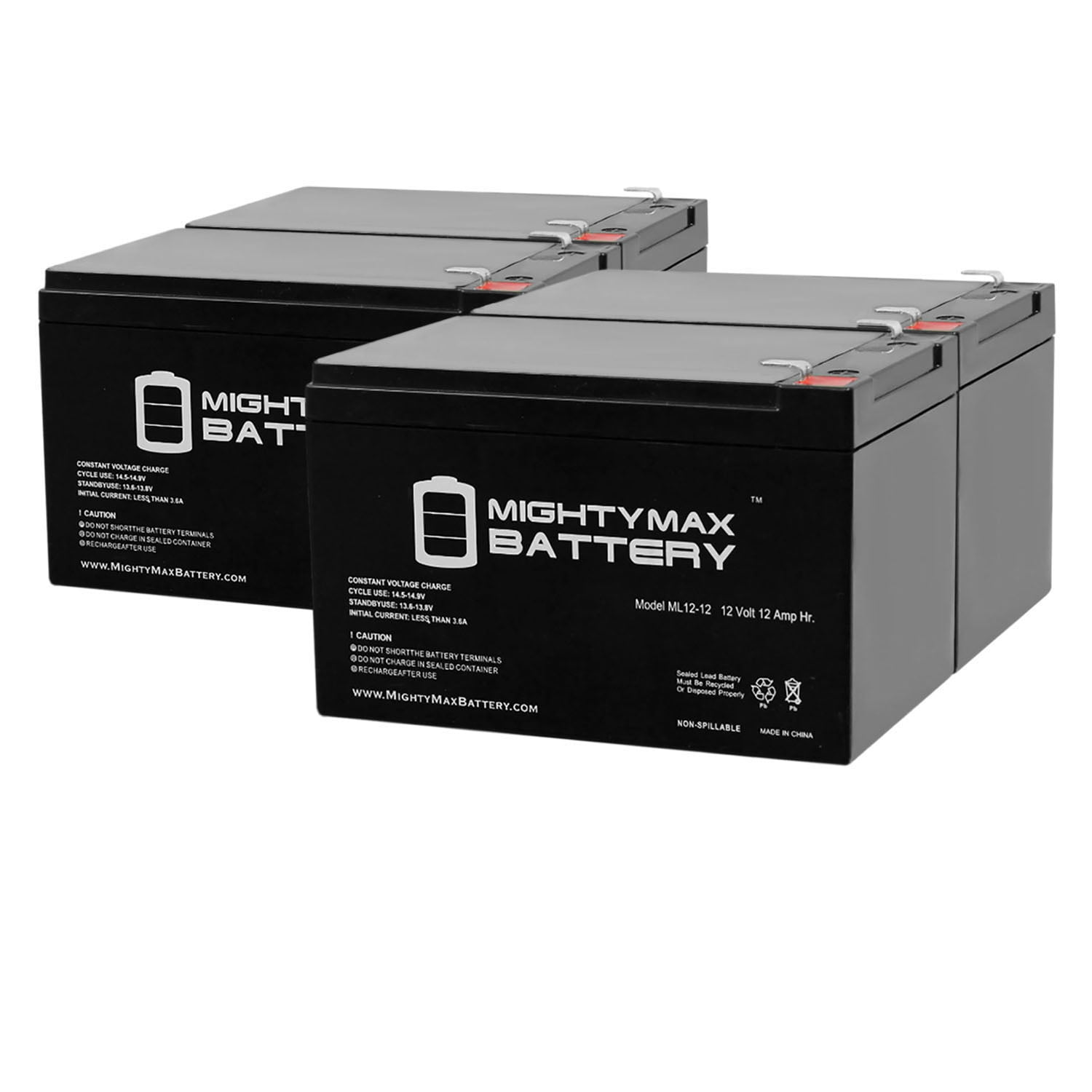 12V 12AH F2 Battery for Moto Tec 500w Electric Dirt Bike - 4 Pack ...