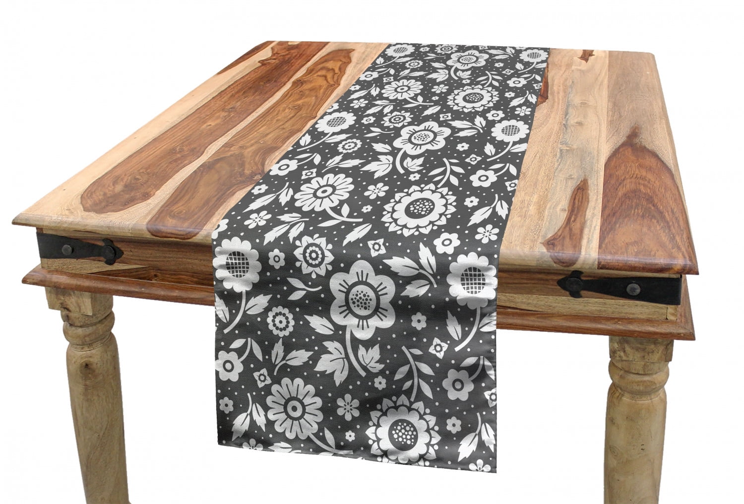 Floral Table Runner, Garden Spring Blossom Themed Ornamental Flowers ...