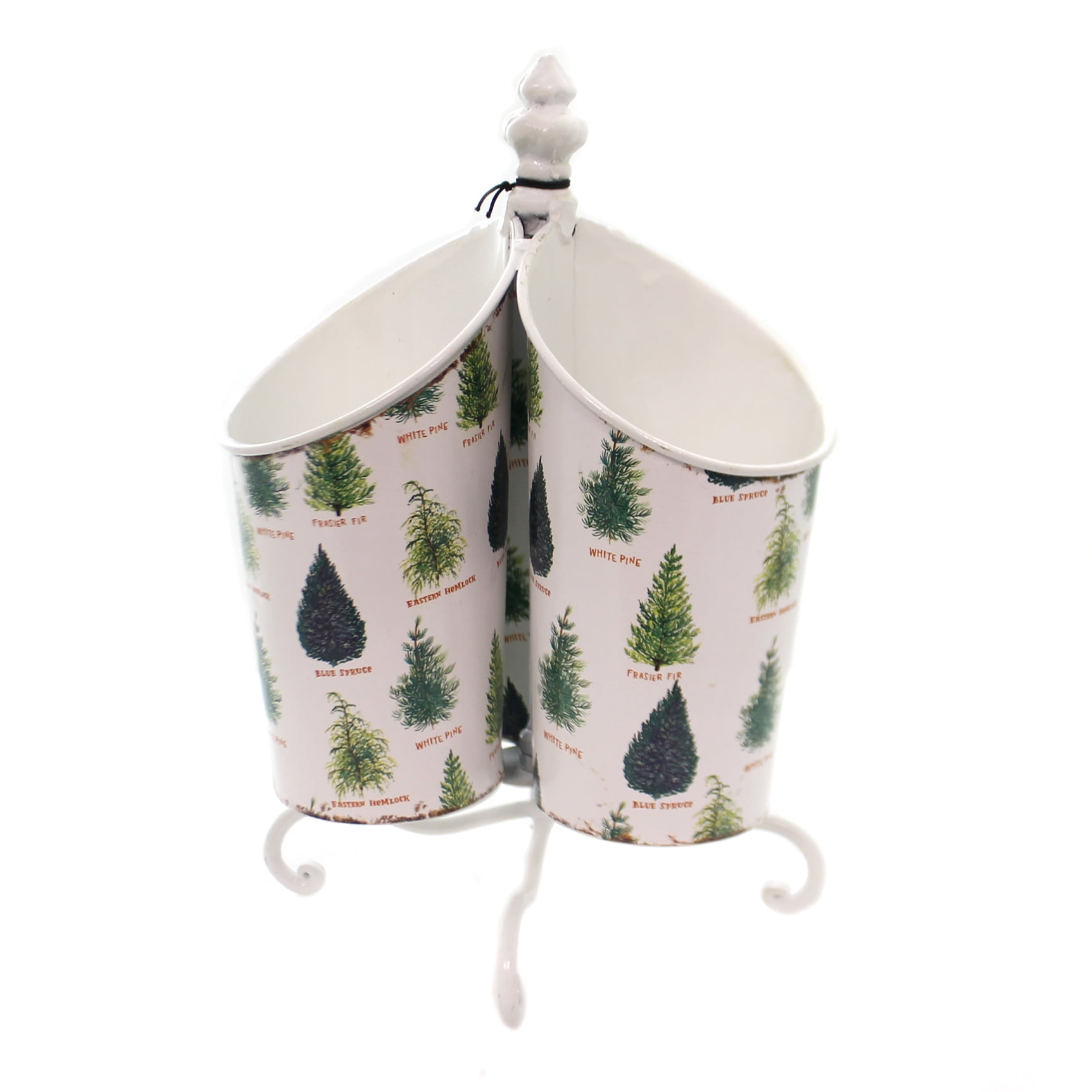 Tabletop ROTATING UTENSIL TIN Metal Trees Fir Spruce Pine Xm2087 ...