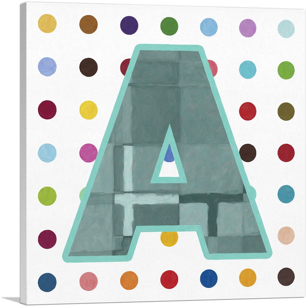 ARTCANVAS Fun Polka Dots Letter A Canvas Art Print - Size: 26" x 26" (0 ...
