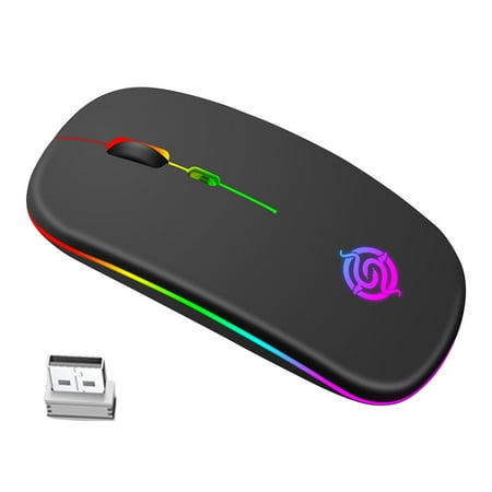 Bm110 Wireless Mouse 2.4ghz Receiver Led Mute Usb Rechargeable Computer ...