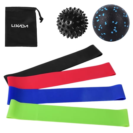 Exercise Resistance Loop Bands with Fascial Ball Spiky Ball Elastic ...