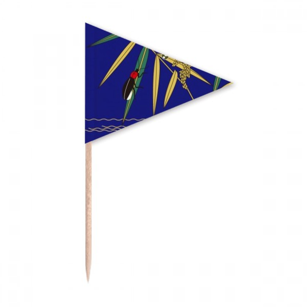 Painting Japanese insect Toothpick Triangle Cupcake Toppers Flag ...