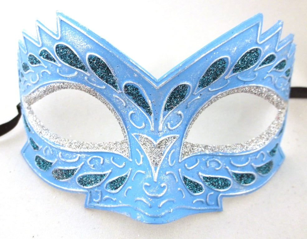 Fierce Light Blue Silver Venetian Masquerade Mardi Gras Mask New Years ...