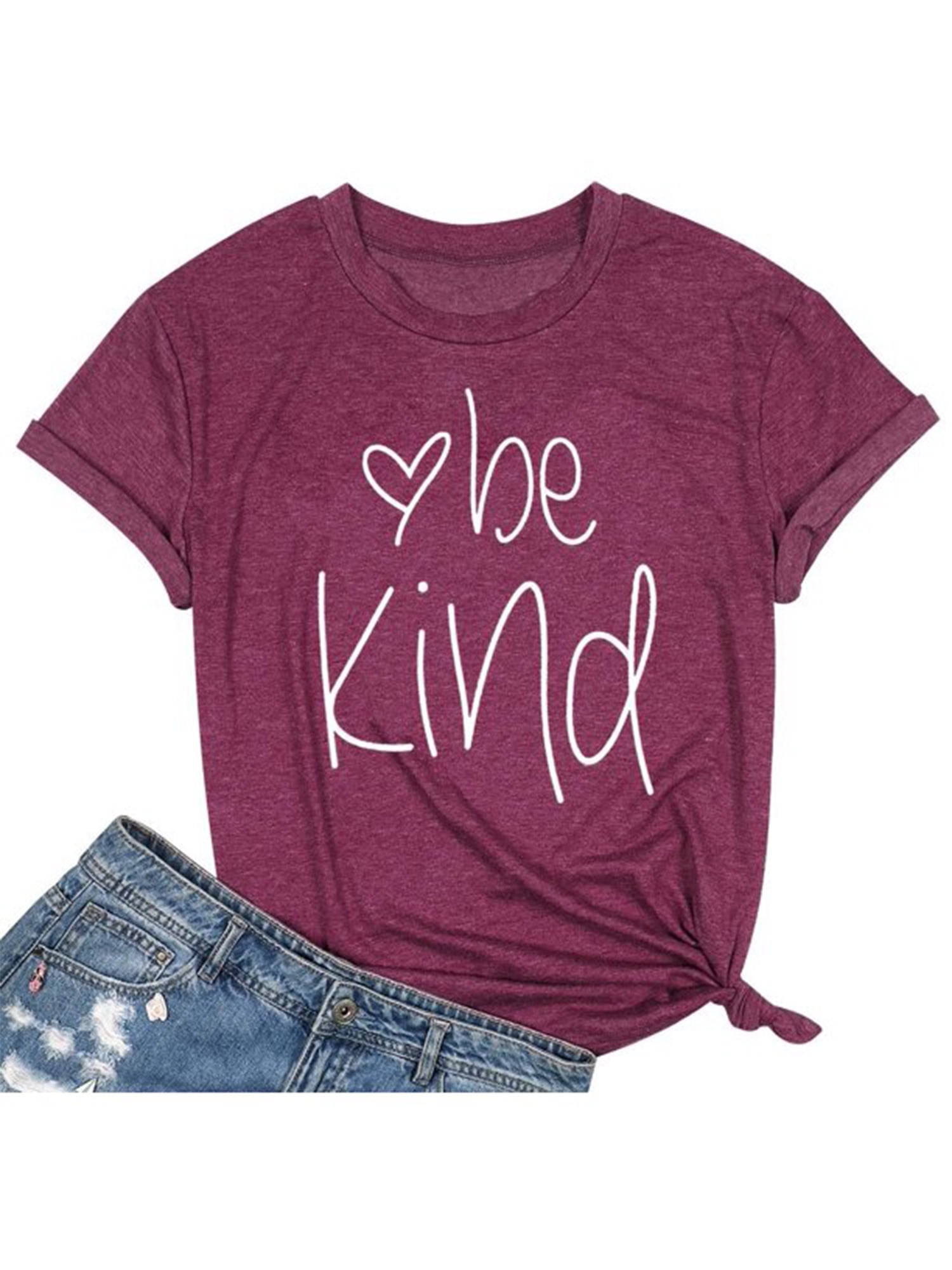 VILOVE Be Kind Graphic Tees Women Teacher Shirts Funny Inspirational ...