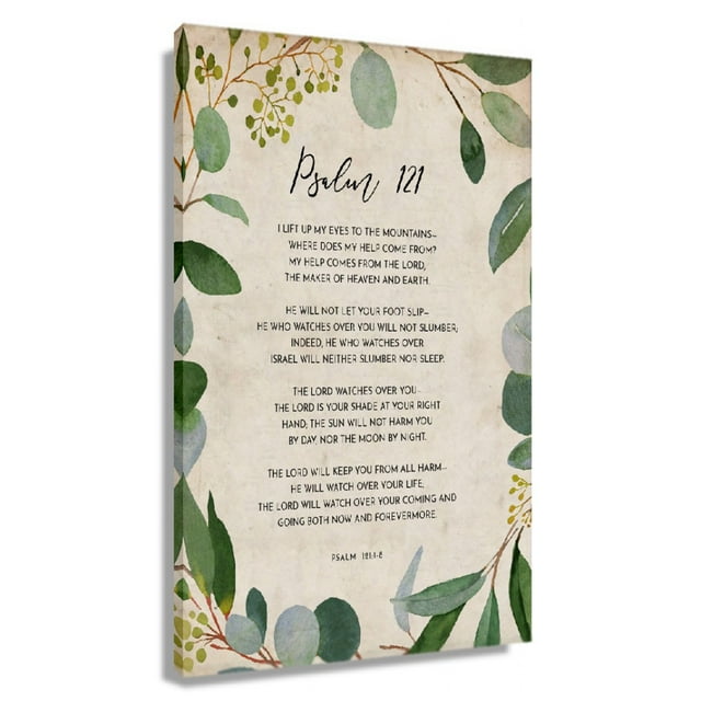 Psalm 121 Wall Art Bible Verse Poster Green Leaves Decor Pictures For ...