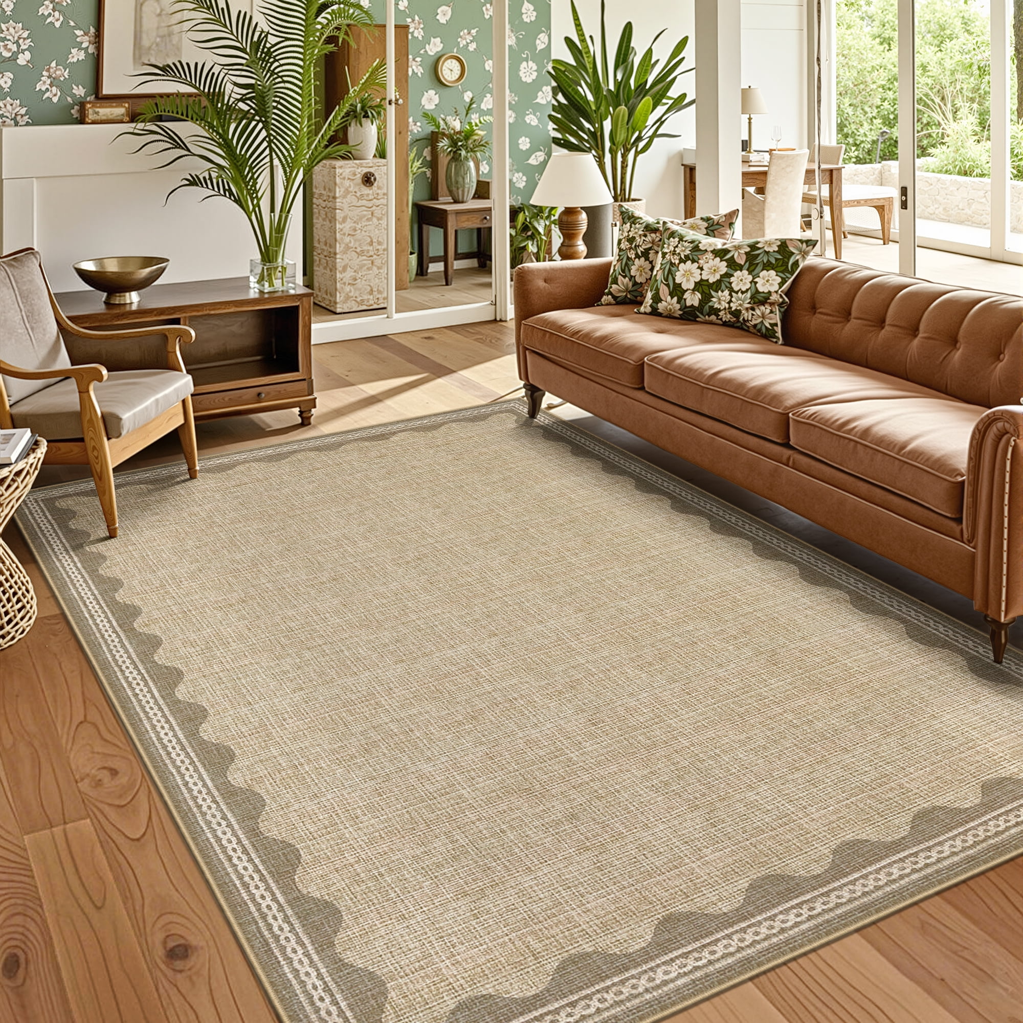 Click here for Cuisinsmart Modern Scalloped Border Washable Rug -... prices