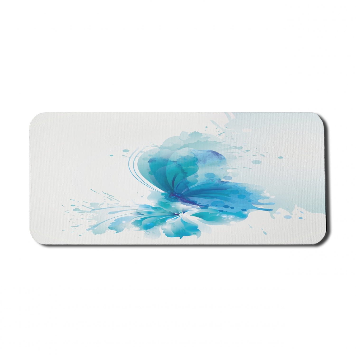 Watercolor Computer Mouse Pad, Abstract Blue Butterfly on a Blooming ...