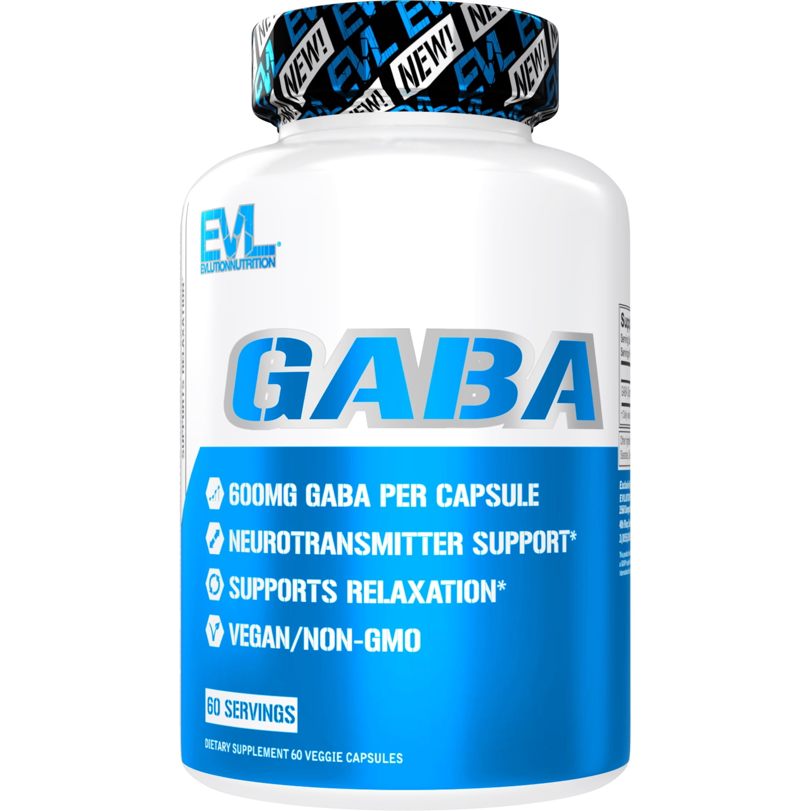 Evlution Nutrition GABA 600mg Amino Acid Supplement for Sleep ...