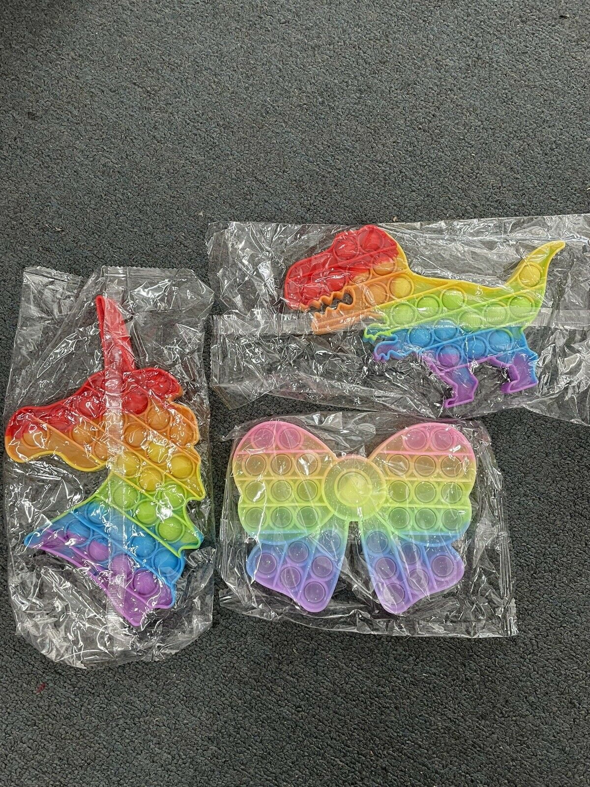 3 Pack Fidget Toys Popit Bubble Unicorn dinosaur Minnie Bow Games ...