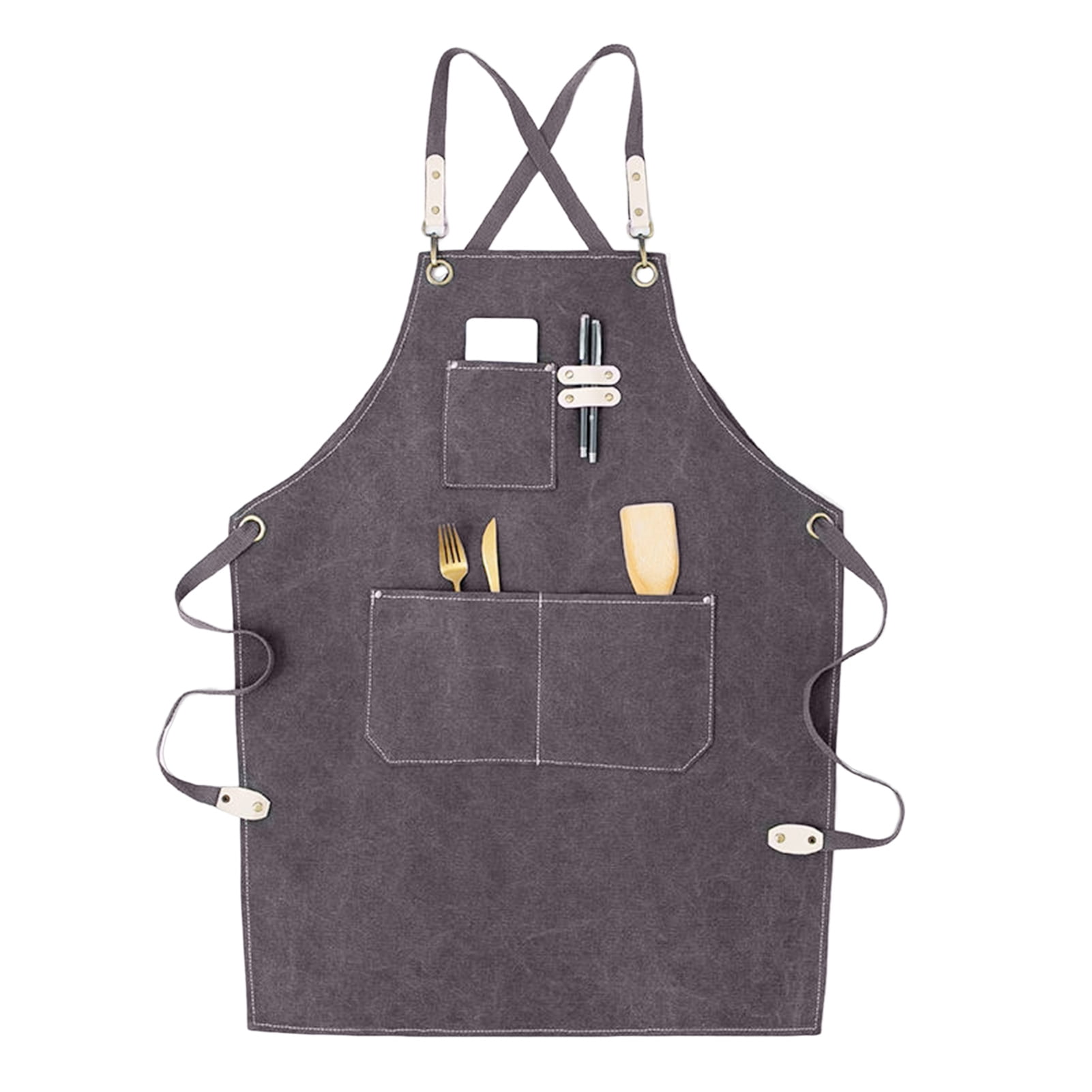 Lomubue Work Apron Pocket Design Comfortable Wearing Faux Leather ...