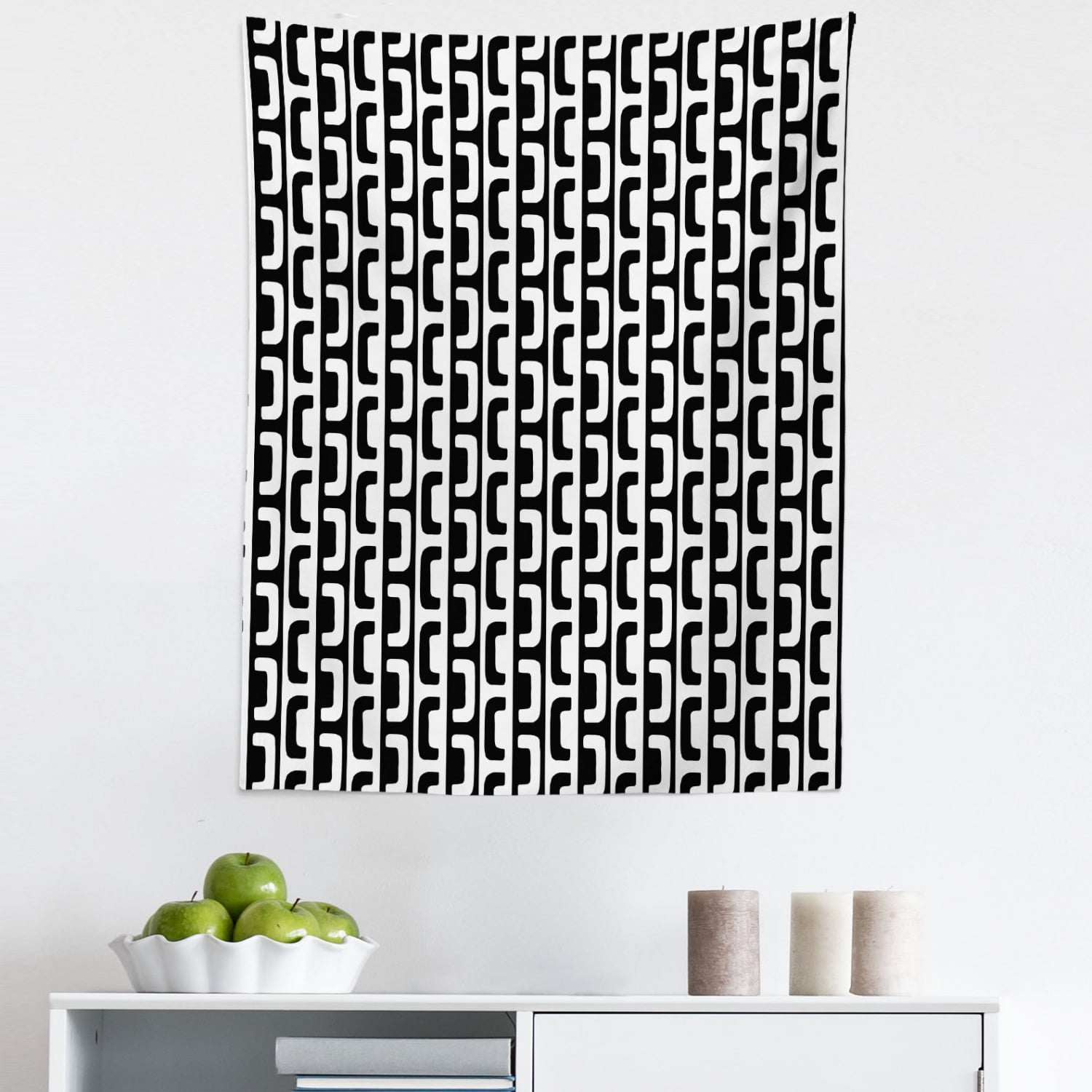 Abstract Tapestry, Modern Geometric Pattern with Bracket Like Shapes ...