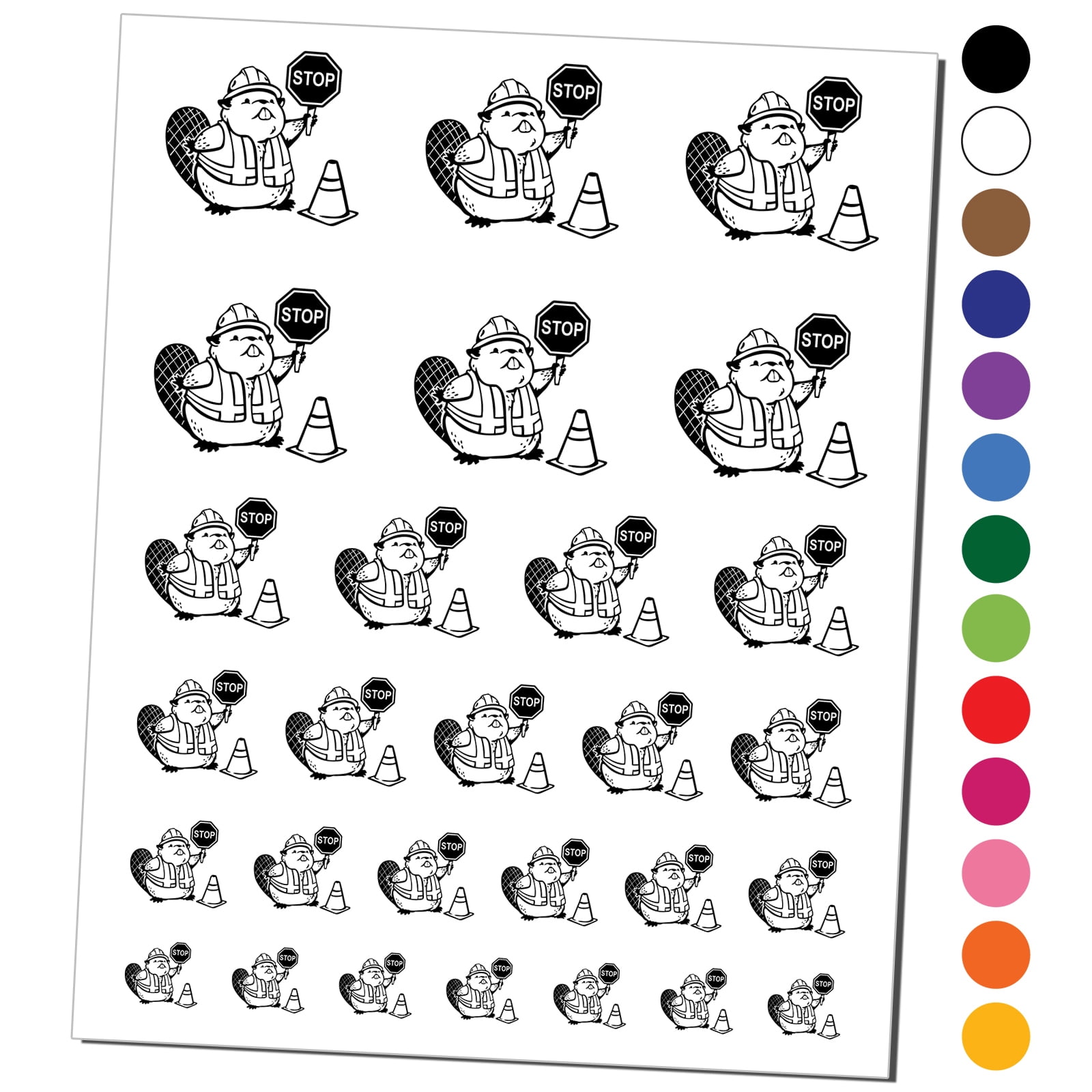 Construction Worker Beaver Builder with Stop Sign Water Resistant ...