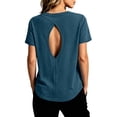 Open Back Workout Tops for Women 2026 Summer Short Sleeve Crewneck ...