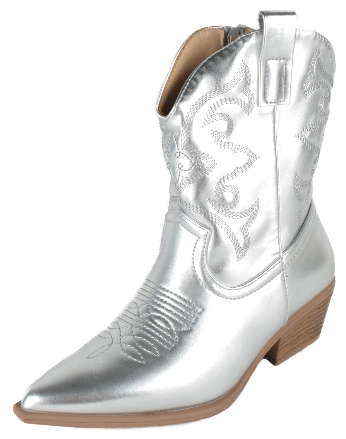 TOP MODA Women Cowgirl Cowboy Western Stitched Ankle Boots Pointy Toe ...