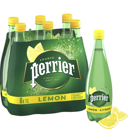 Perrier Lemon Sparkling Carbonated Water – 6x1 L Plastic Bottle, 6 x 1L ...